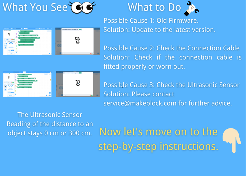 15. The Ultrasonic Sensor Reading Stays at 0 or 300 – Makeblock Help Center