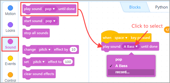 Stage—Sounds – Makeblock Help Center
